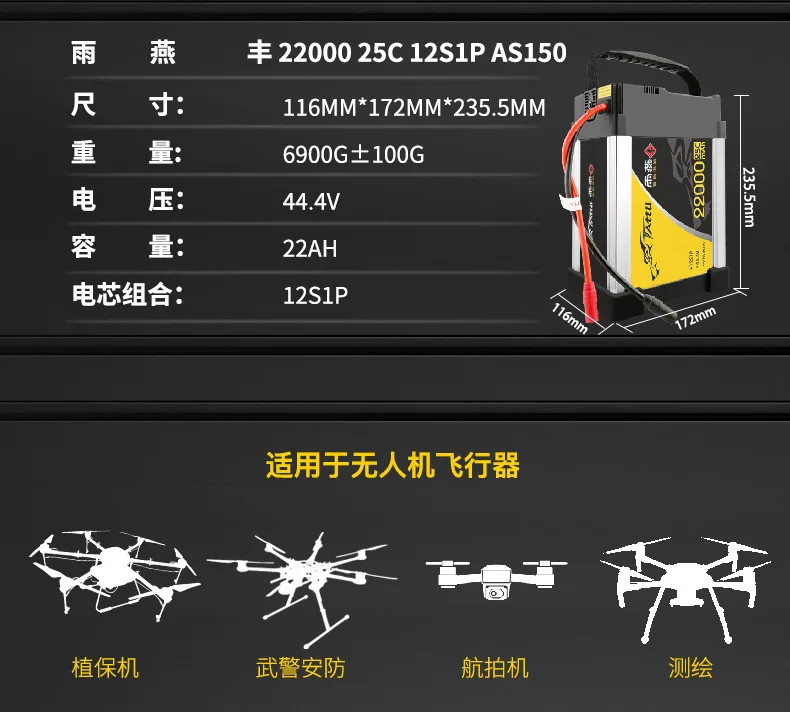 Tattu 16000mah 20000mah 22000mah 44.4v 15c 12s 14s Lipo Smart Battery ...