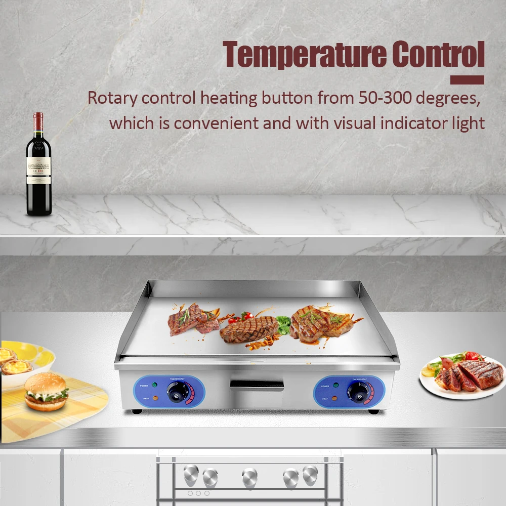 Stainless Steel Flat Electric Table Top Cast Iron Big Cooking Area ...