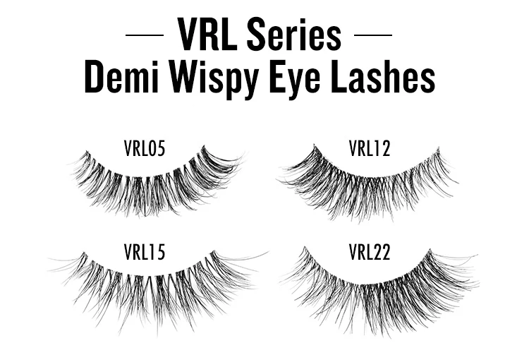 Hollyren Mimic Hand Tied Demi Wispy Natural Lashes Clear Band Superfine ...