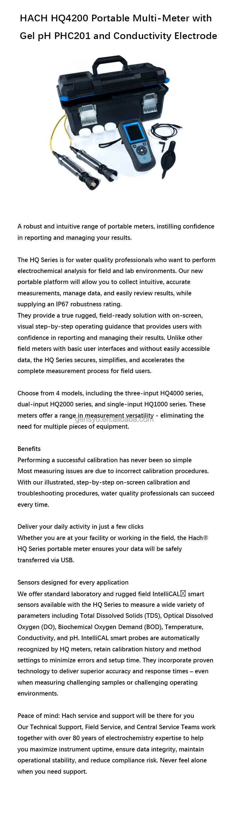 Hach Hq4200 Portable Multi-meter With Gel Ph Phc201 And Conductivity ...