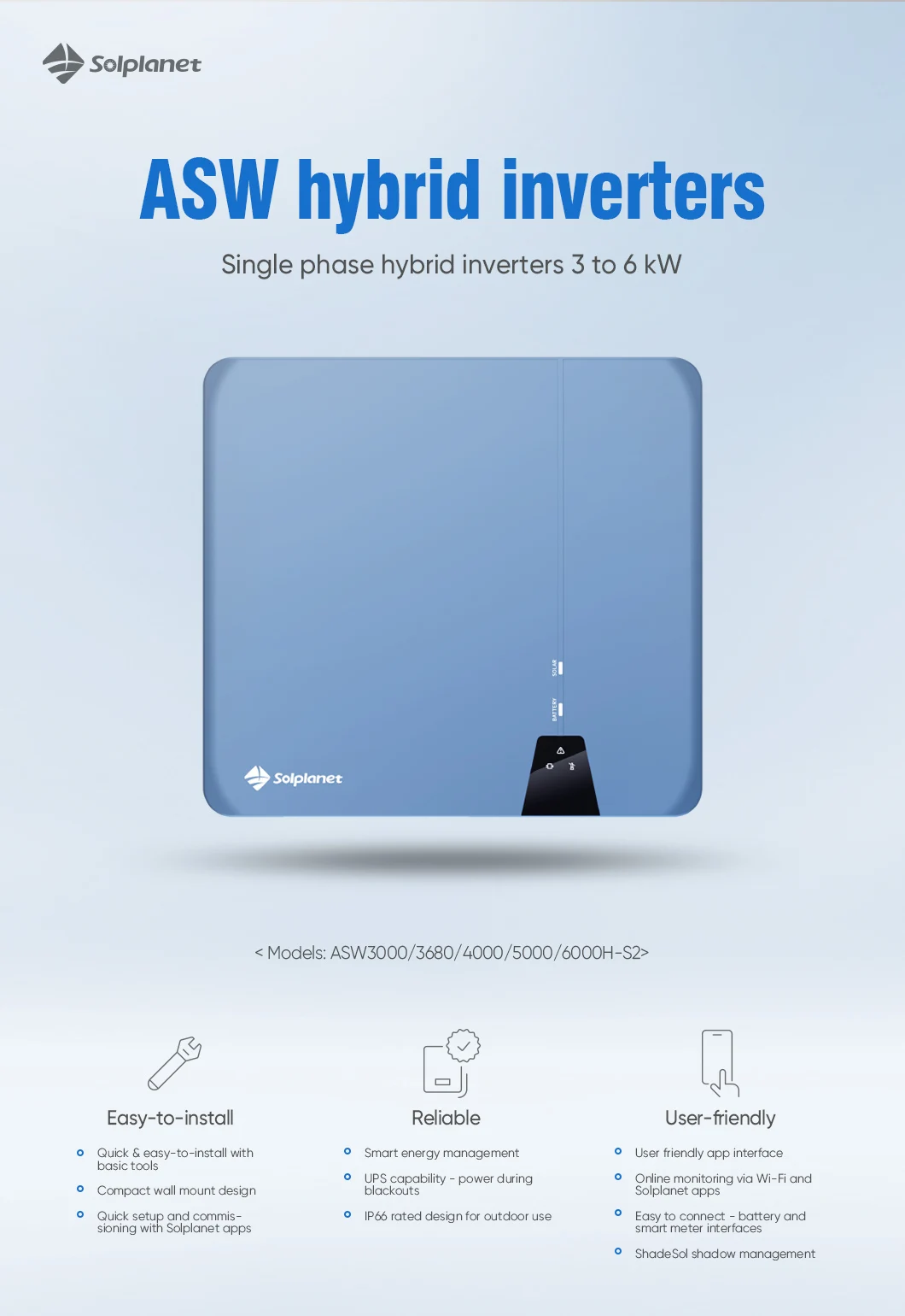 Solplanet on Grid Solar Inverter - Hybrid 3-6KW Efficiency