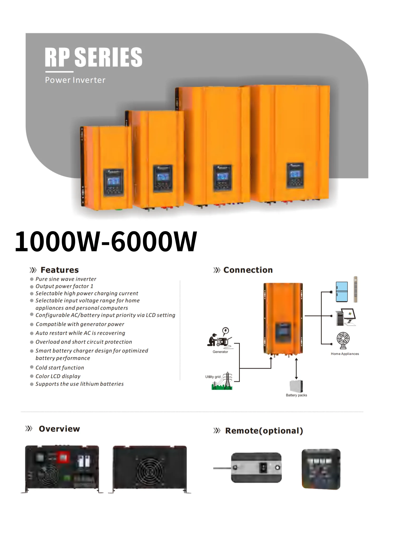 2000w Hybrid Solar Inverter 2kw Portable 2000 Watts Power Frequency ...