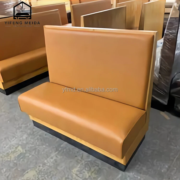 Customizable Size Tufted Leather Restaurant Booth L U Shape Modern ...
