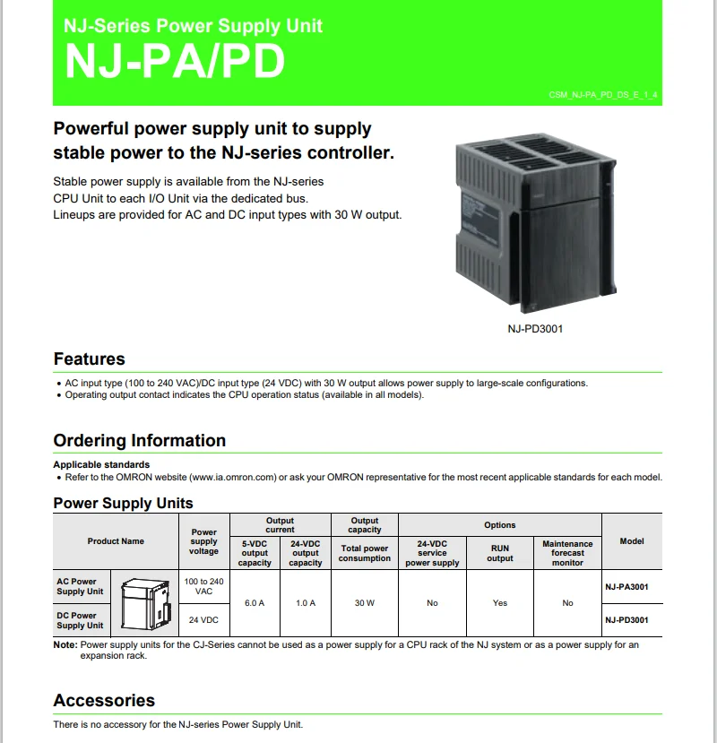 100% Original Programmable Control Plc Power Module Nj-pa3001 Nj-pd3001 - Buy Nj-pa3001 Nj ...
