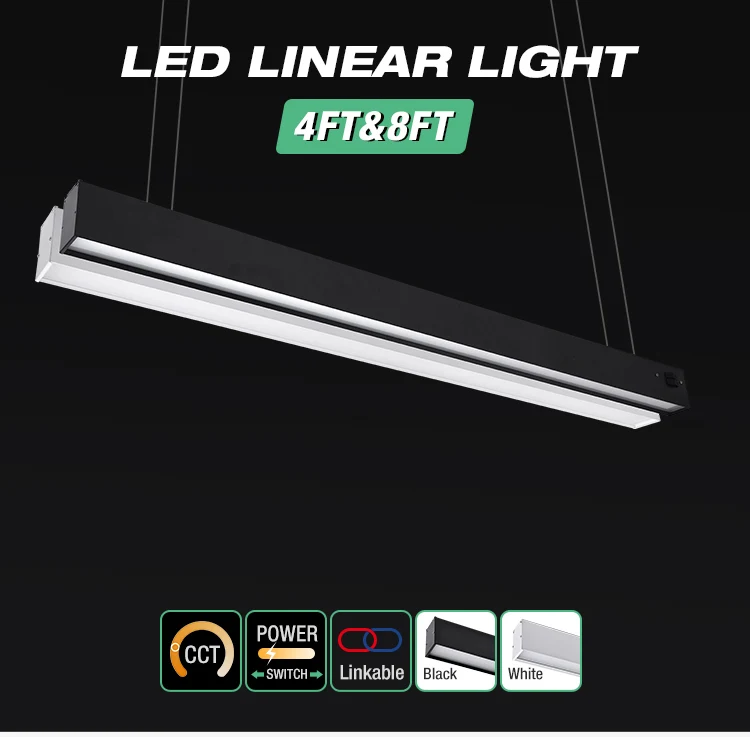Suspended Led Linear Light Hot Sale 4ft 8ft Linkable Commercial Led ...