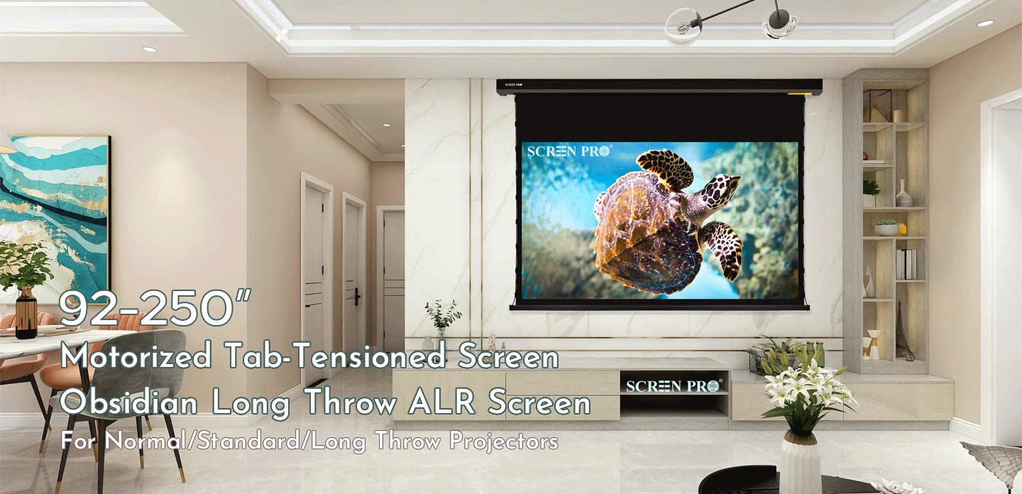 Screen Pro 92-180 Inch 4k Motorized Alr Tab Tension Long Throw ...