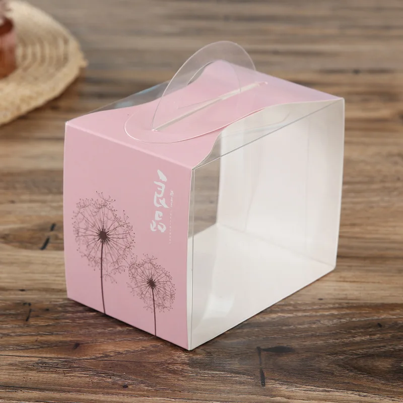 Cake Slice Cheese Cake Box Plastic Dessert Box with Handle Recyclable ...