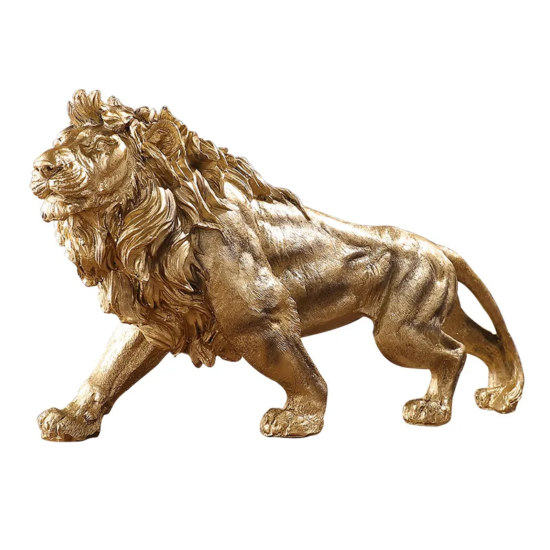 Resin Lion Statue Crown Lion Sculpture Decoration Abstract Animal ...