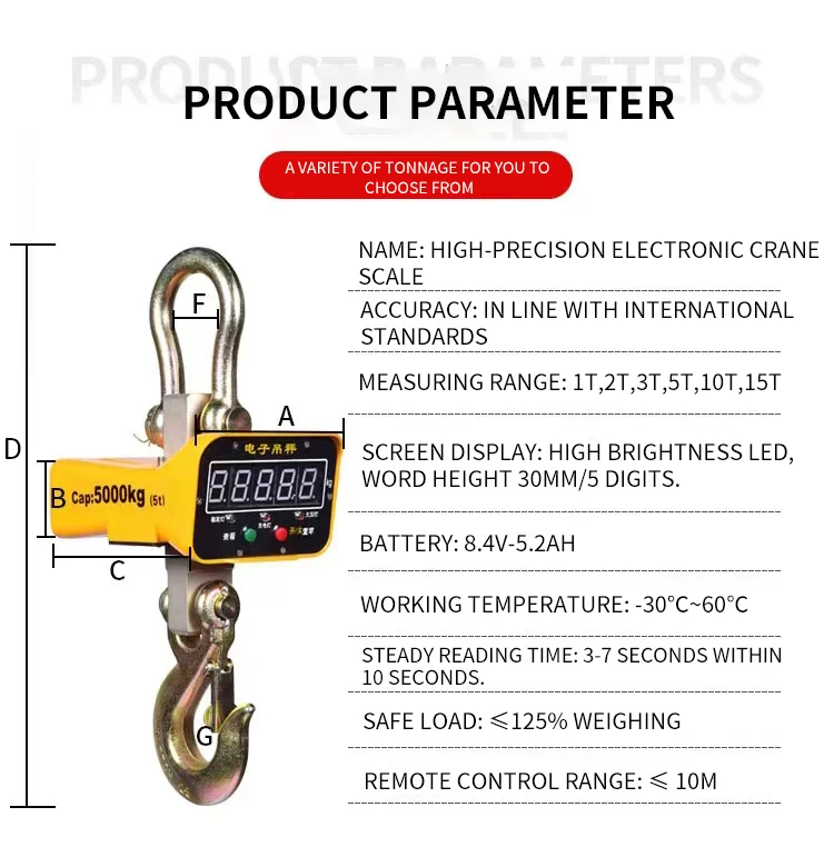 4 Times Safety Factor Waterproof Crane Scales Lifting Klau Crane ...