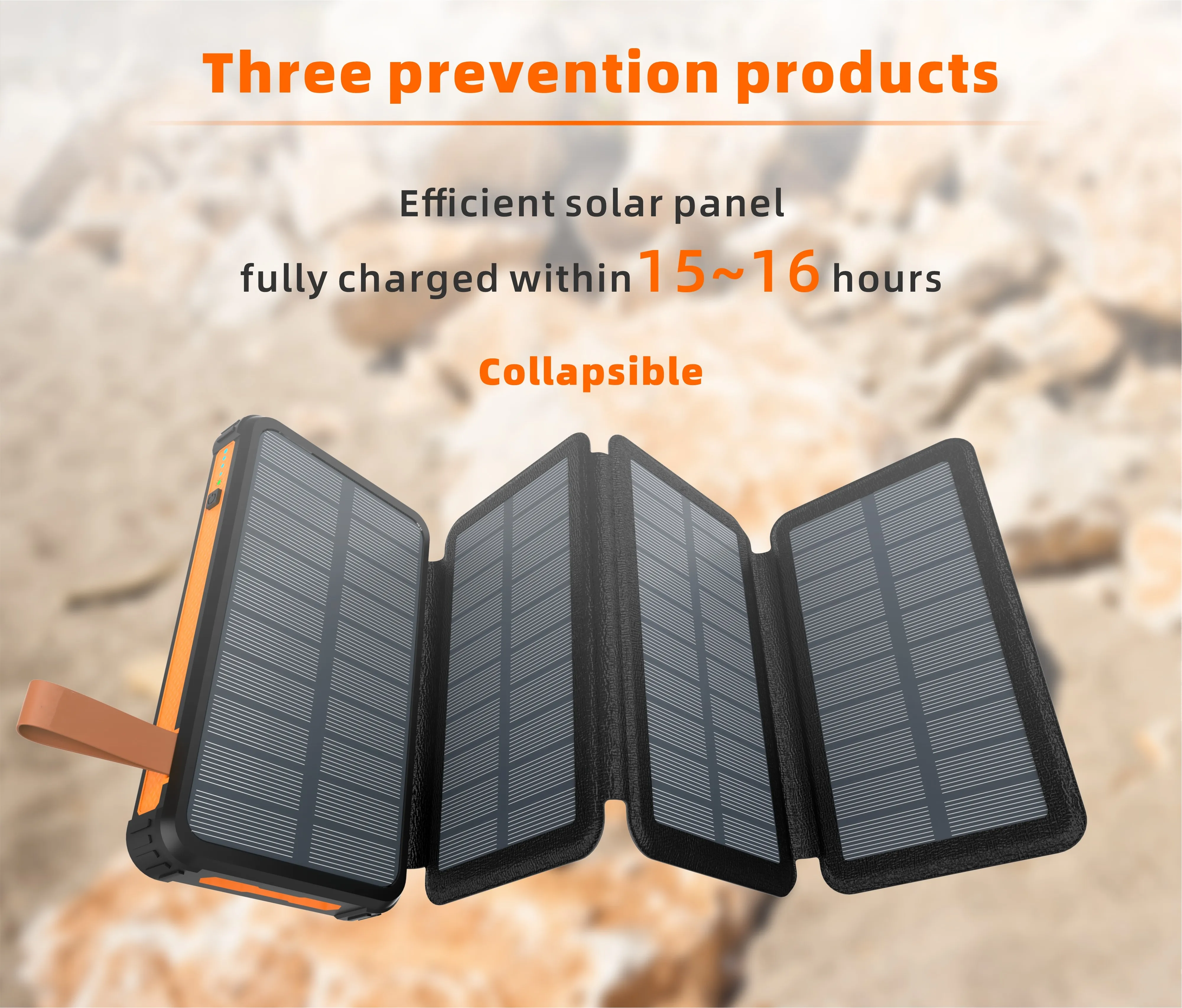 16000mAh Outdoor Waterproof Folding Solar Power Bank with Wireless ...
