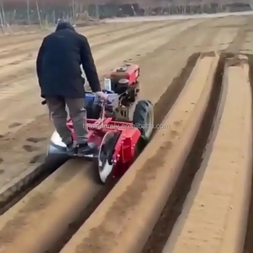 Small Walk-Behind Tractor for Efficient Strawberry Ridge Cultivation