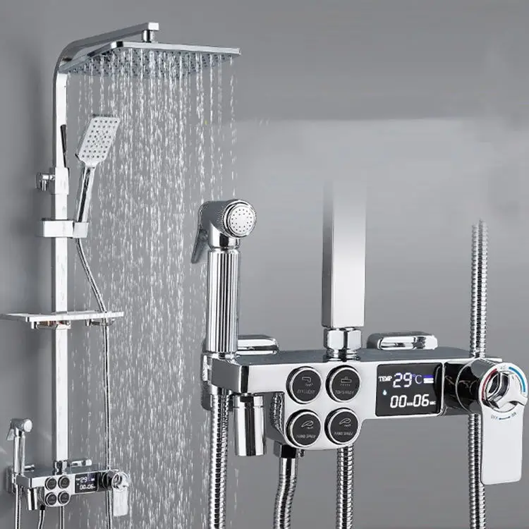 12 Inch Stainless Steel Head Smart Gold Handheld Shower Mixer Plastic ...