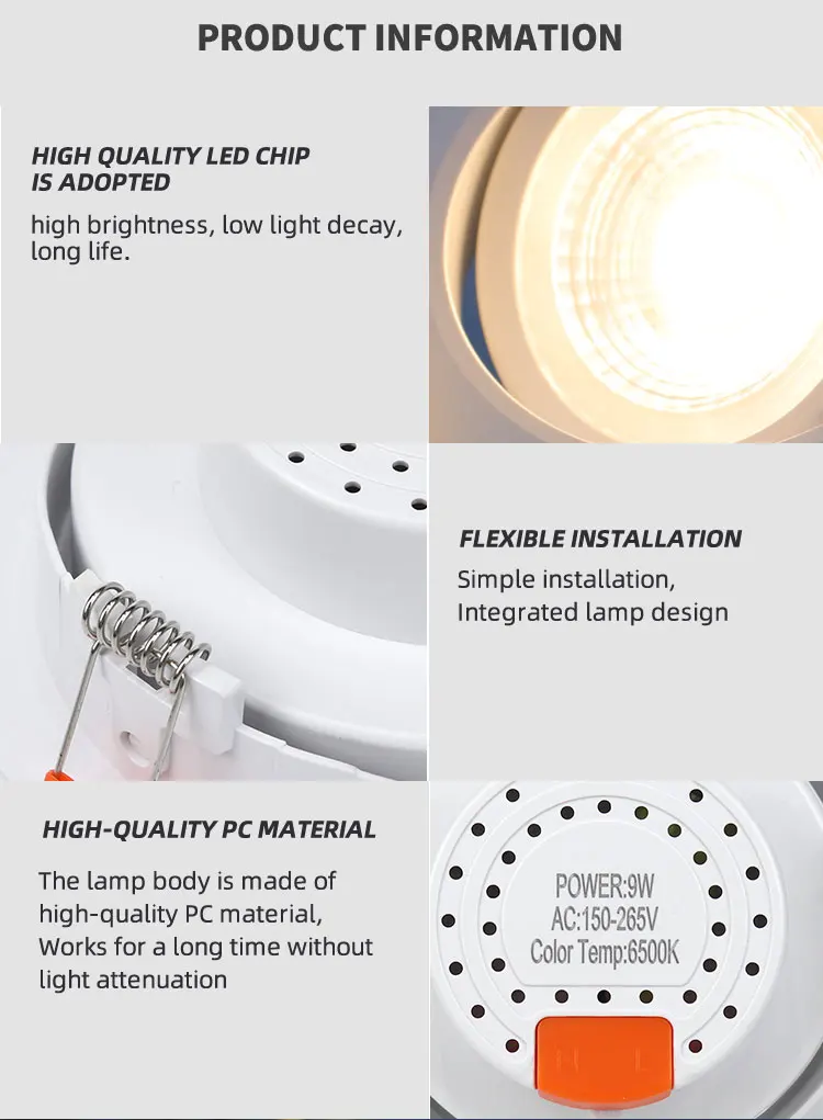 Keou Adjustable Round 12w Led Downlights Recessed Mounted Pot Light 30 ...