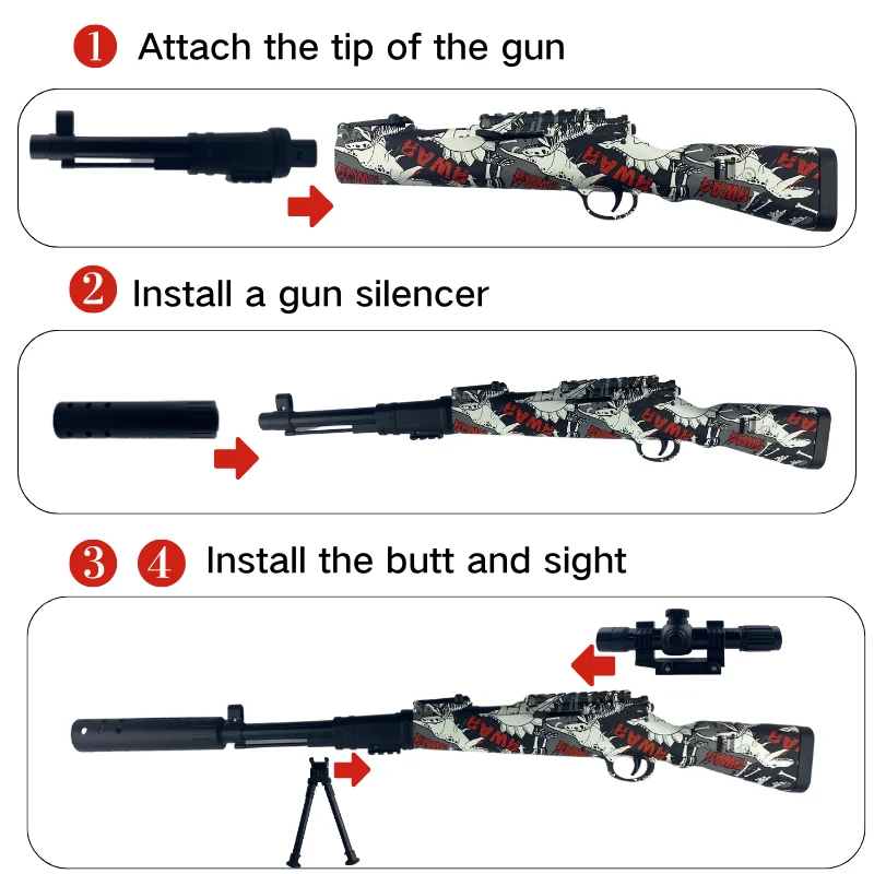 2023 Gel Blaster Gun Plastic Awm Kar 98k Toy Gun Sniper Rifle Sniper ...