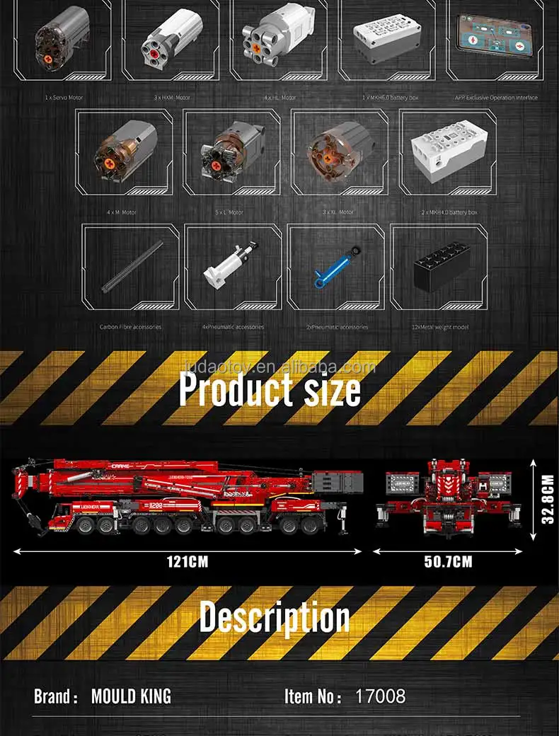 MOULD KING 17008 Lieboherr LTM11200 Crane Model MOC Bricks