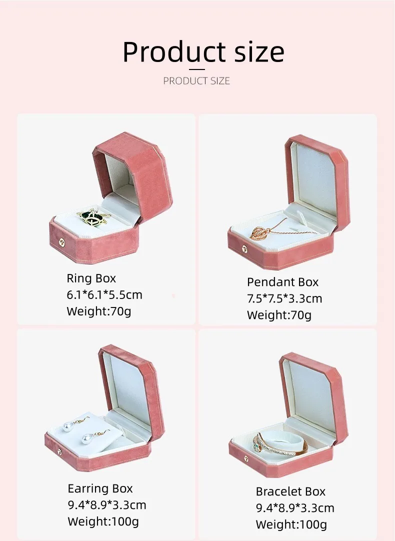 Luxury Wedding Gift Box Jewellery Pink Color Box Storage Jewellery Case Velvet Jewellery Packing ...