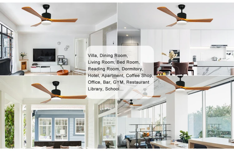 1stshine Ceiling Fan Light Natural Wood Blade Low Voltage Wooden Led ...