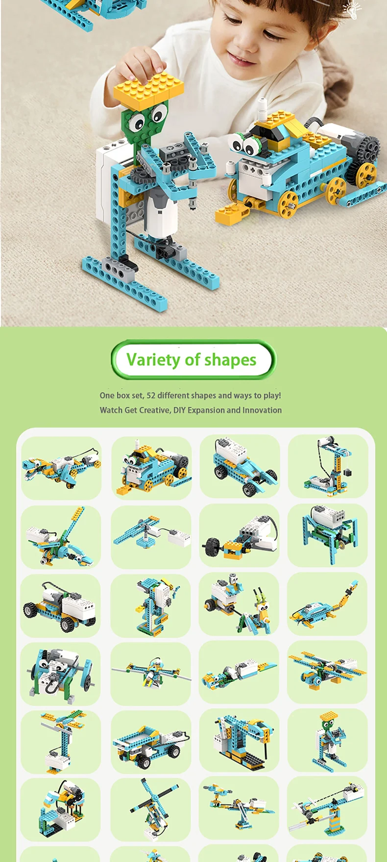 606PCS 51-IN-1 DIY Robot Bricks - STEM Educational Toys