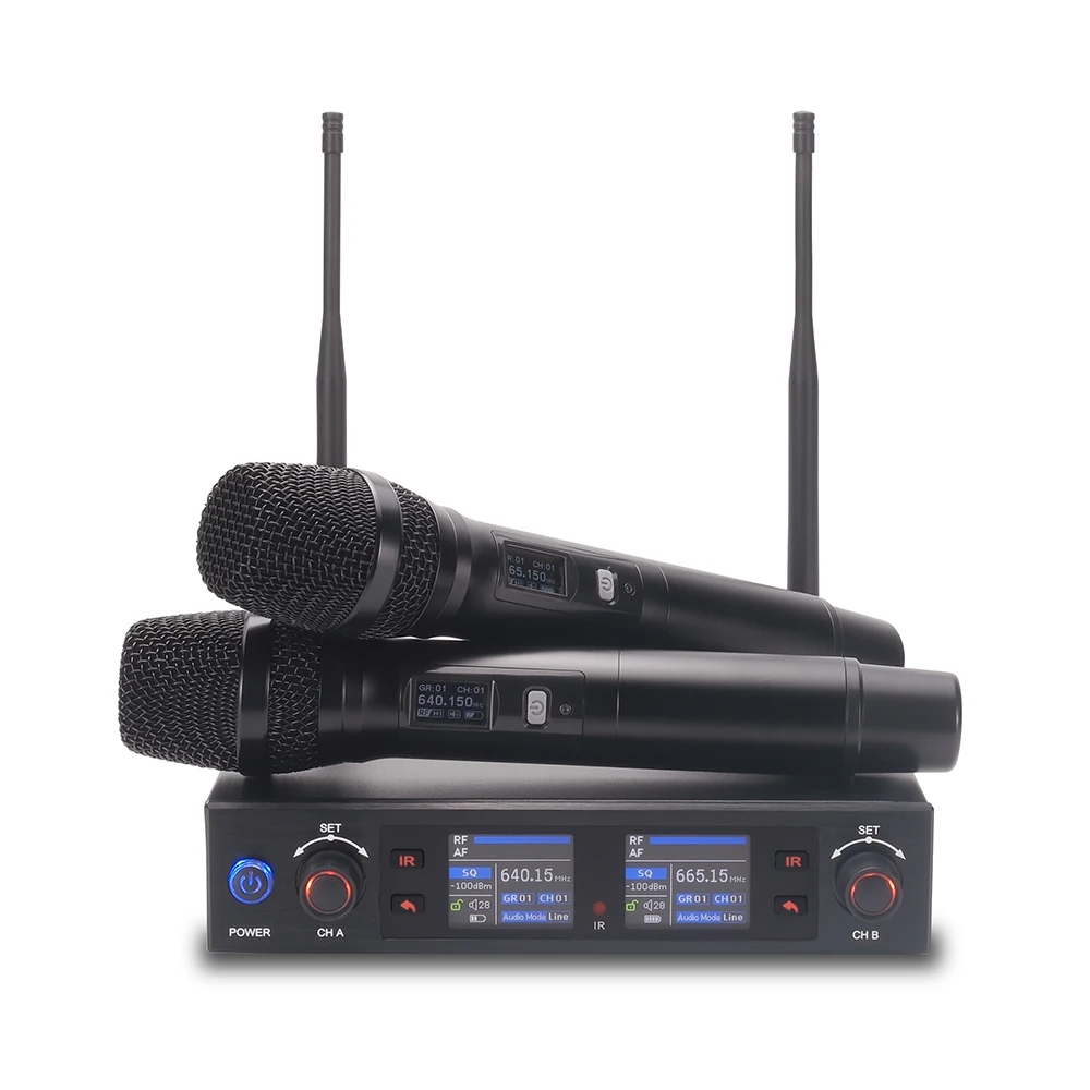 Act-w32uhf Dual 2channel Channel Wireless Microphone Long Distance ...