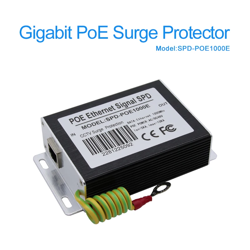 1 Port AC/DC 48V POE Surge Protector, RJ45 Ethernet Surge Protection ...