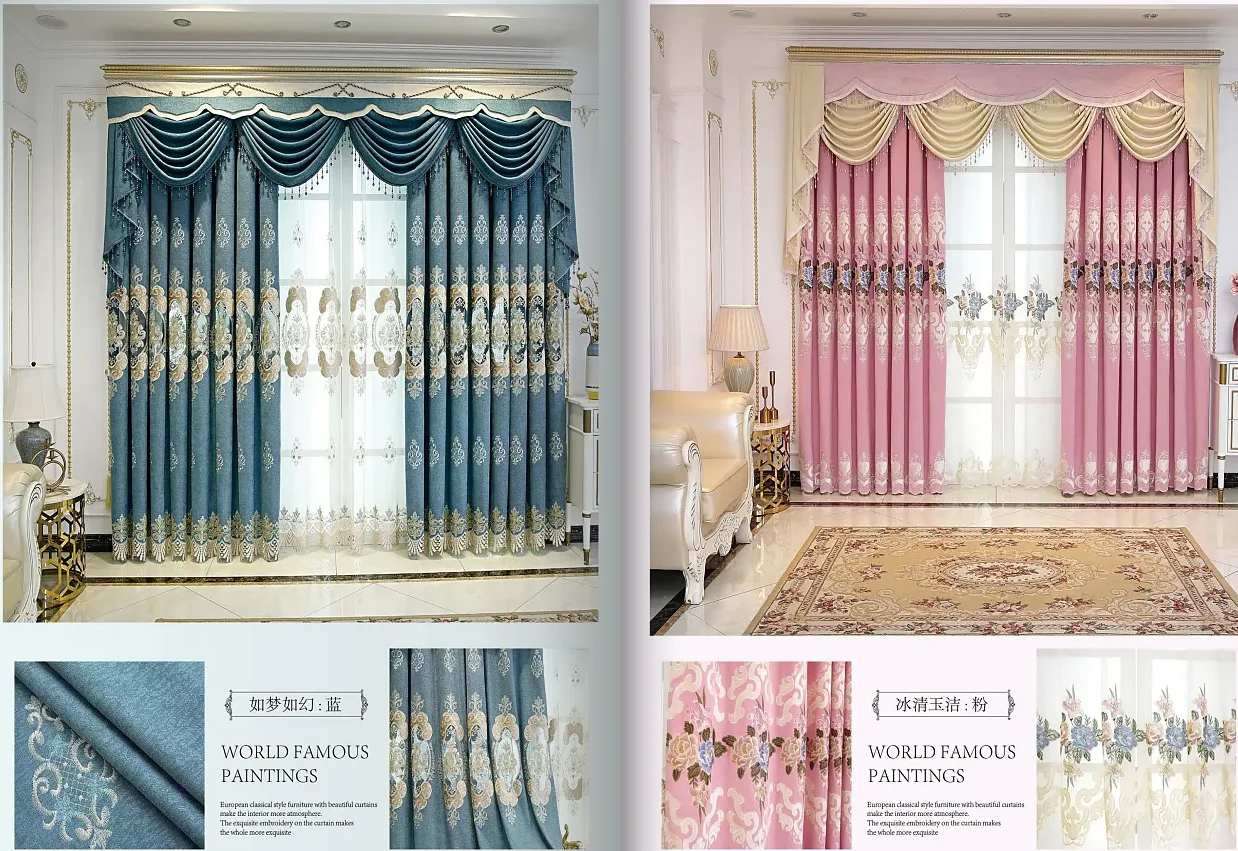 European Luxury Style Curtains 3d High Quality Landscape Blackout ...