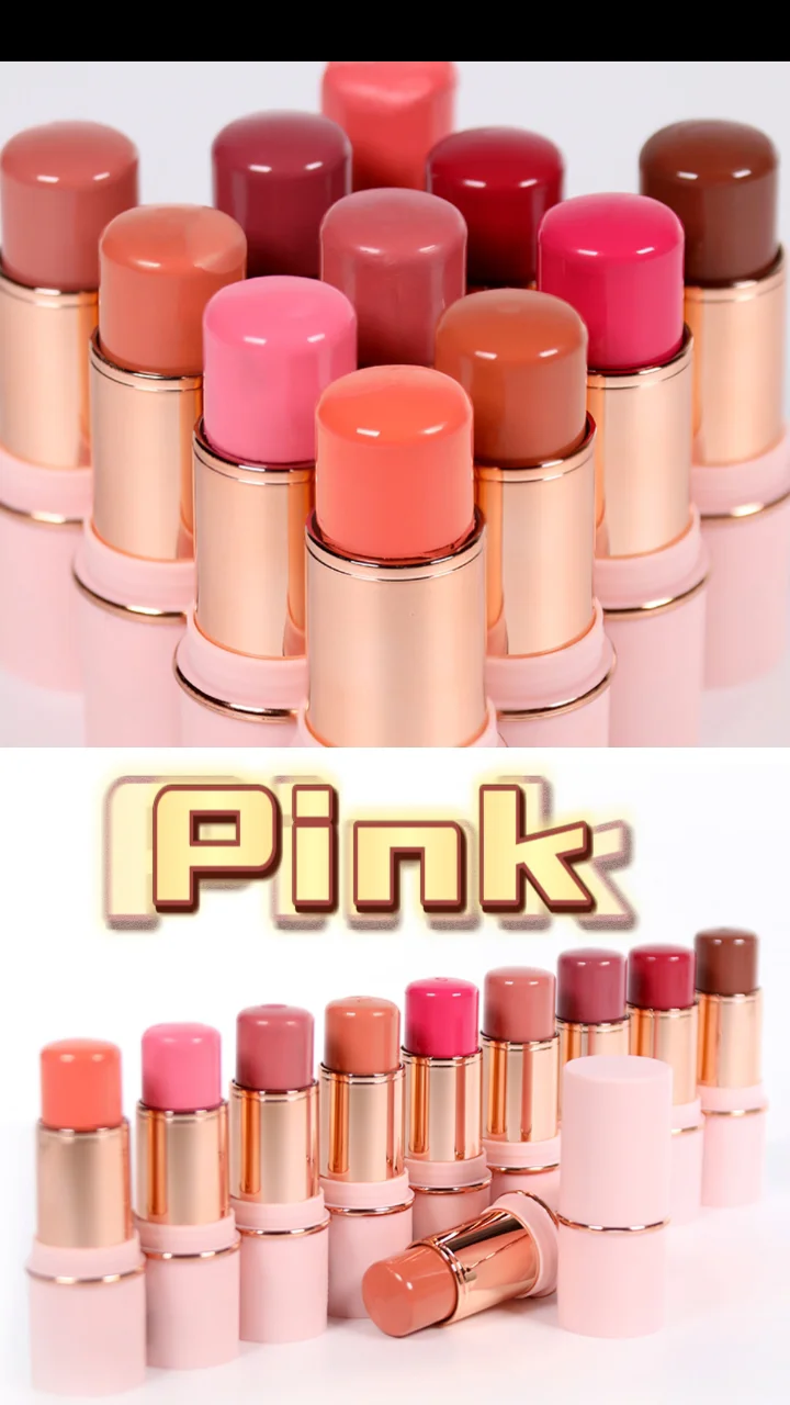 Pink Blush Stick Private Label Mini Cheek Blush Rose Stick Shimmer ...