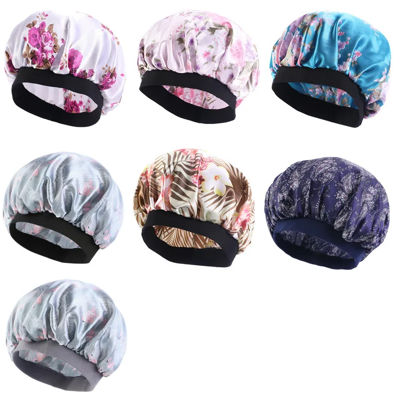 Fashion Women Satin Night Sleep Cap Adjustable Hair Bonnet Hat Silk ...