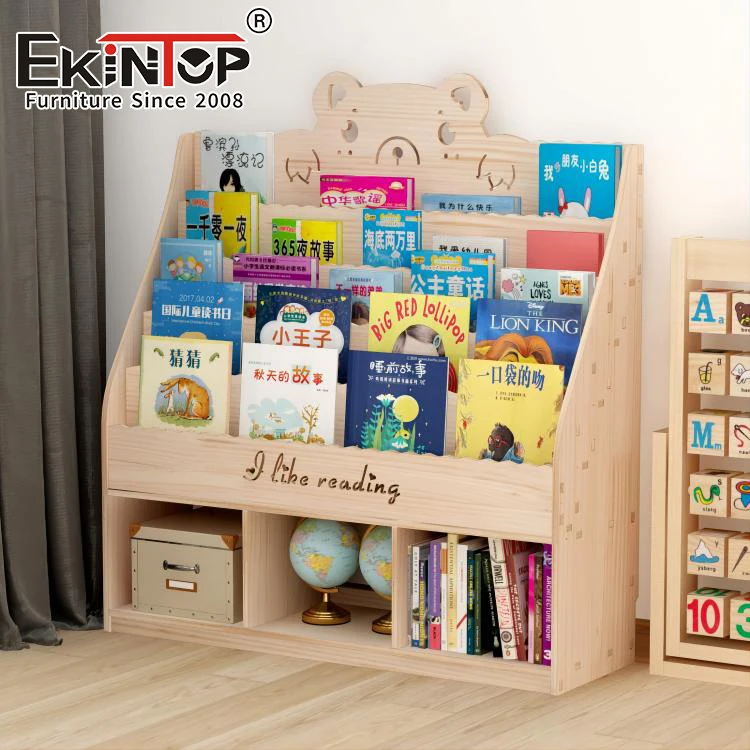 Ekintop Kids Wood Bookshelf For Classroom Home Book Organizer Bookcase ...