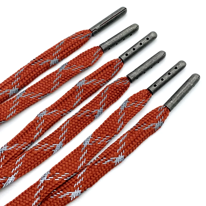 Custom fabric cotton rope twisted flat shape polyester metal end ...