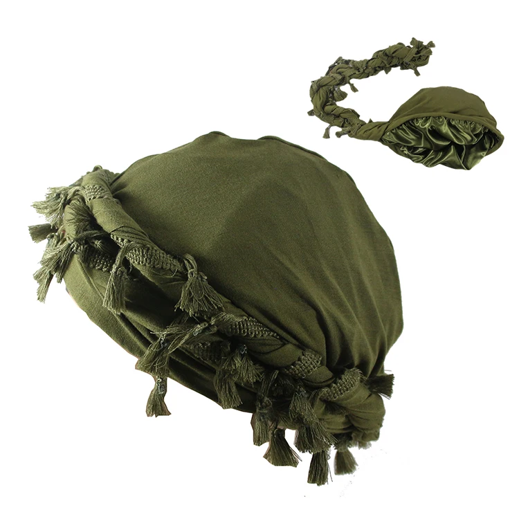 HZM-23207 Custom Turban for Men Vintage Twist Fringe Head Wraps Durag ...