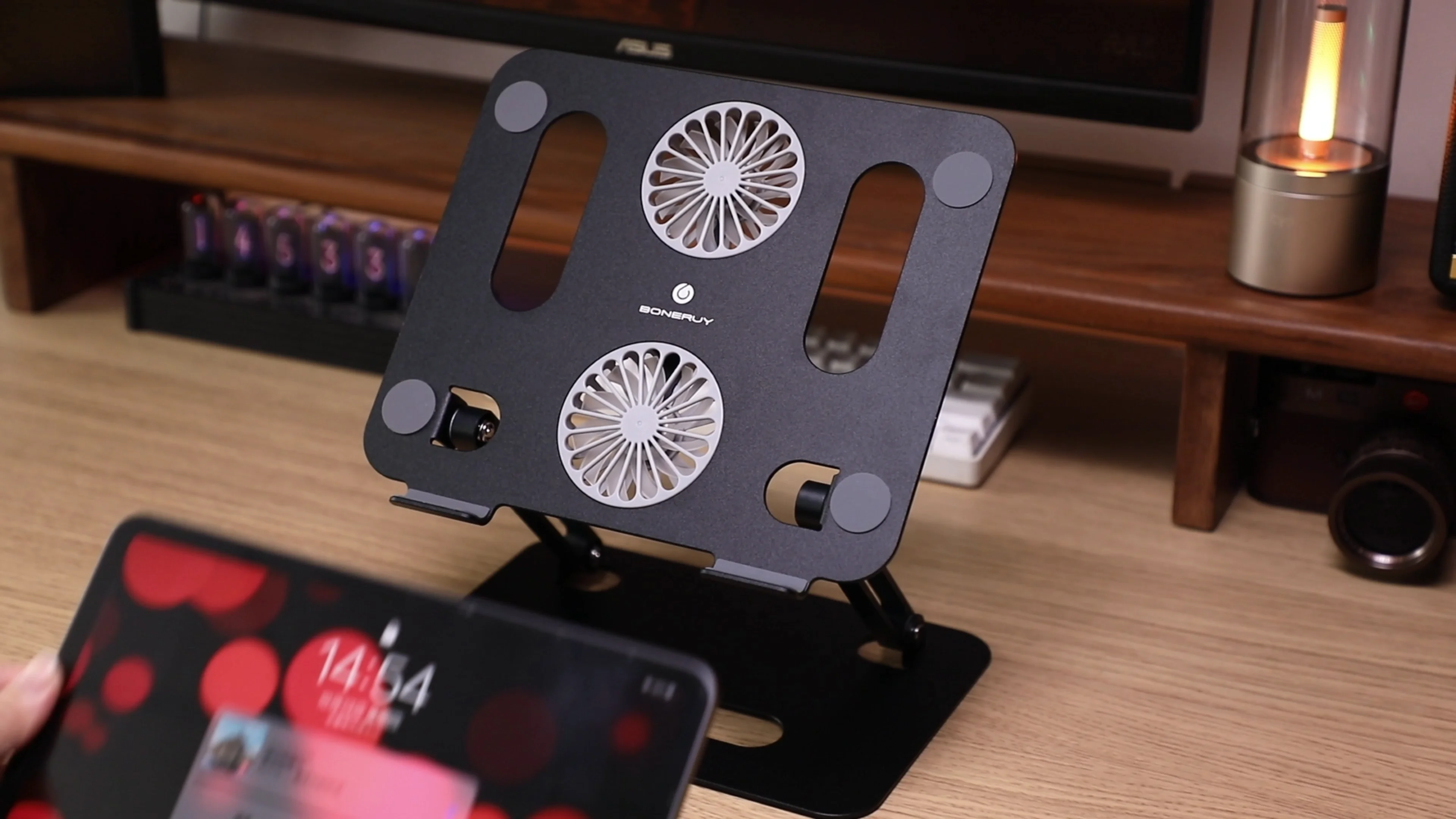 Boneruy Ventilated Ergonomic Laptop Stand With Cooling Fan Adjustable ...