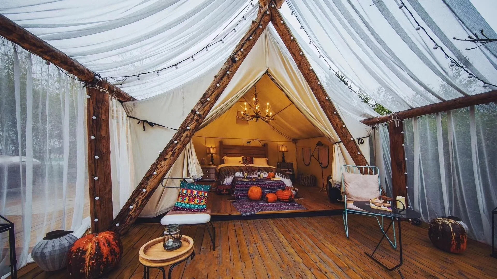 Luxury Outdoor Wood Teepee Glamping Tents - Waterproof & Stylish