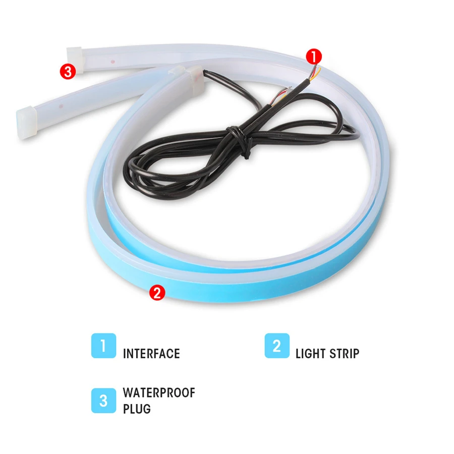 2pc Universal Dual Color Car Switchback Tube Car Led Drl Dynamic Light ...