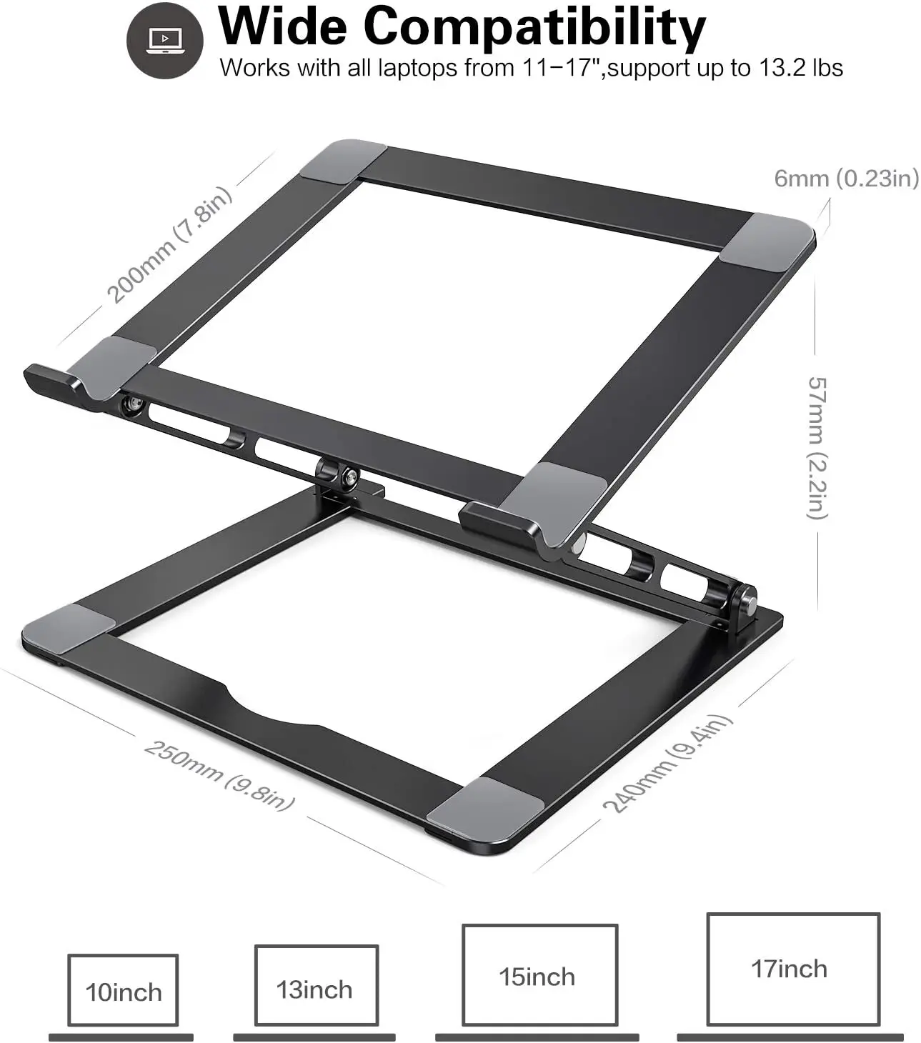 Ergonomic Height Adjustable Laptop Elevating Stand Portable Aluminum ...