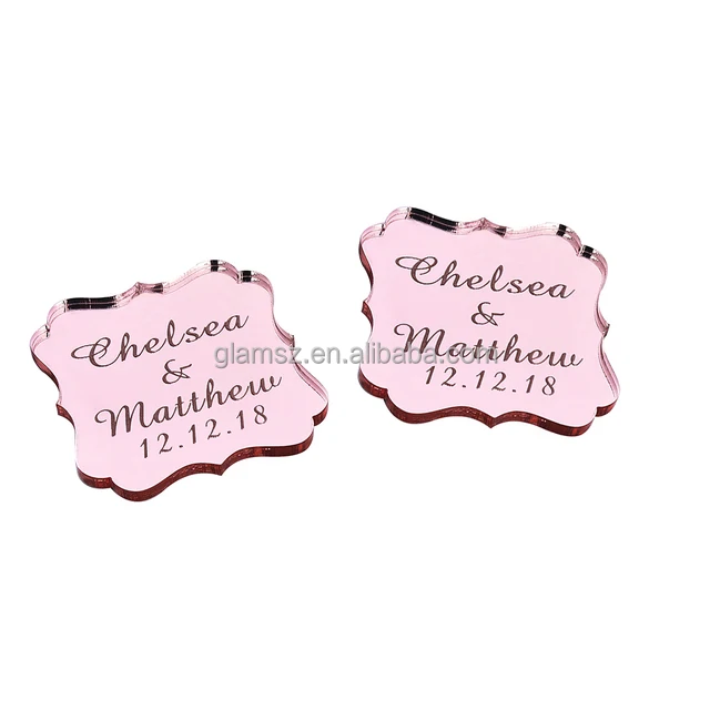 Custom Made Round Gold Acrylic Mirror Name Tags For Baby Personalized ...