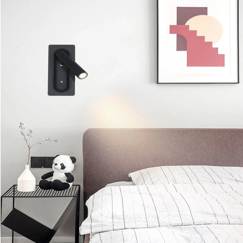 Indoor Recessed Wall Light Indoor 3w Aluminum Rotatable Hotel Room ...