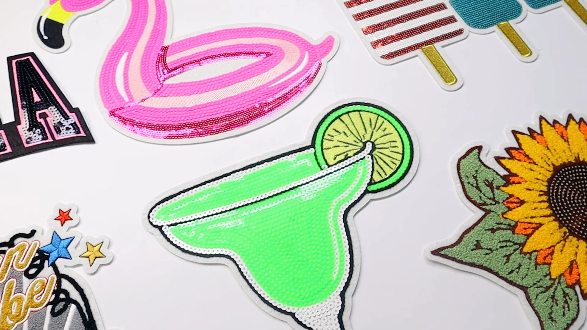 Hot Sale Big Lips American Flag Tongue Sequin Patch Independence Day 4th Of July Sequin Chenille ...