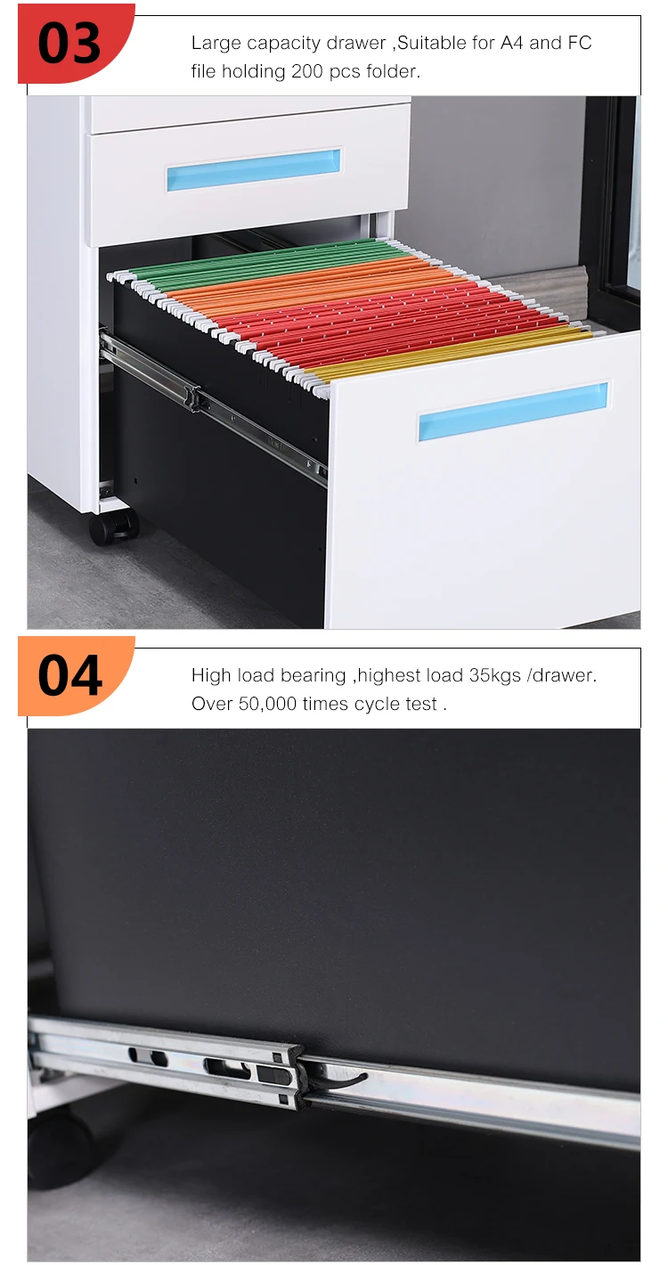Office Steel Mobile Pedestal Fully Assembly 2/3 Drawers Metal File ...