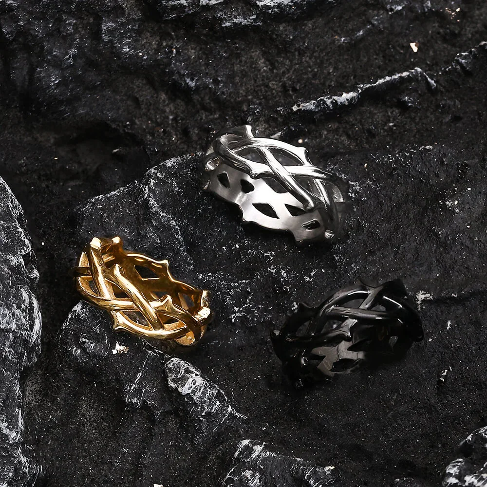 Crown Of Thorns Ring 9MM Stainless Steel - Tree Vine Branch Design ...