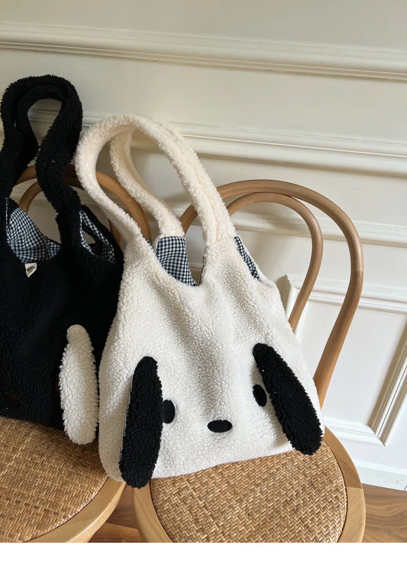 Big Ears Imitation Lamb Hair Shoulder Bag For Women New Soft Warm Plush ...