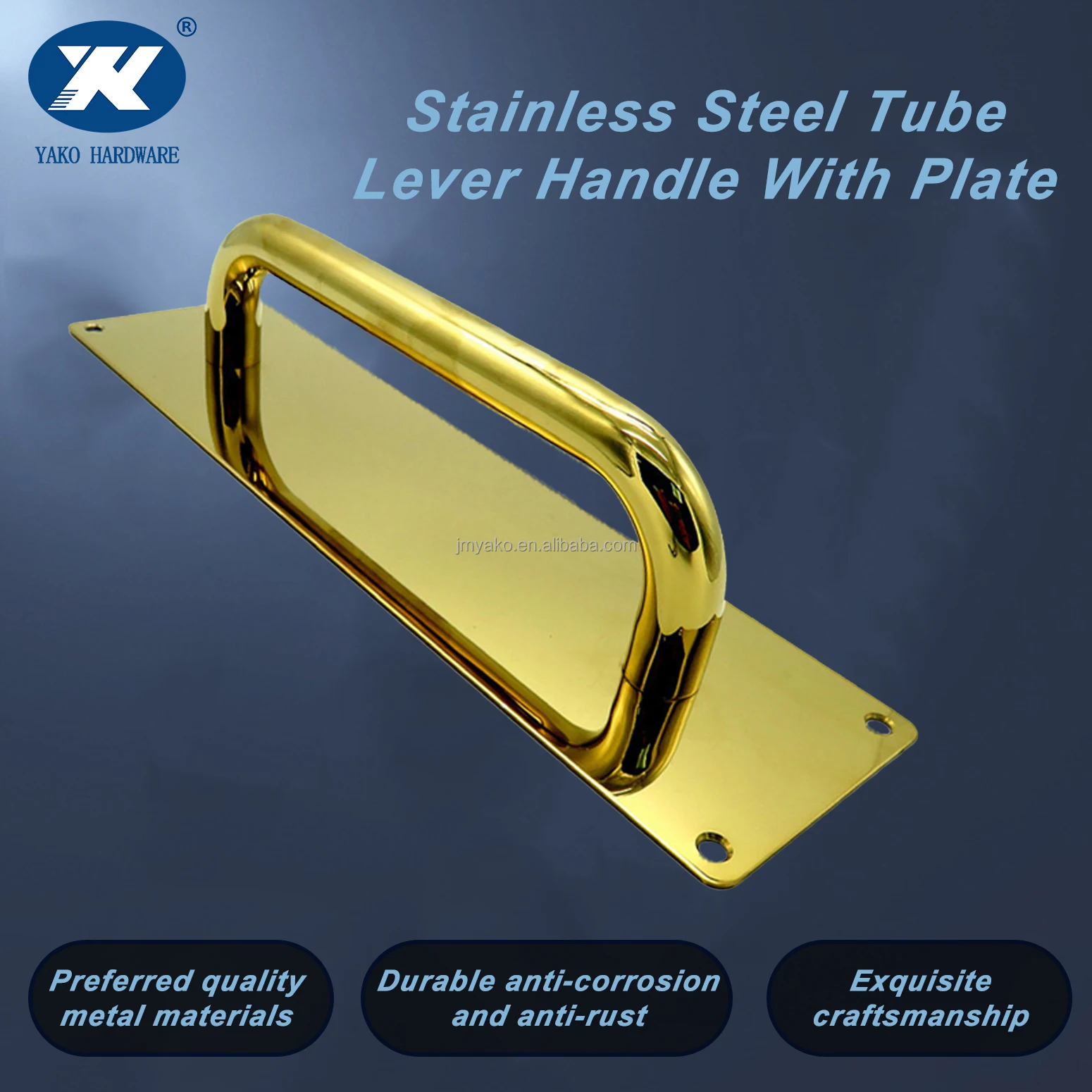 Luxury Hotel Panel Door Handle Gold Door Handle Stainless Steel Hollow ...