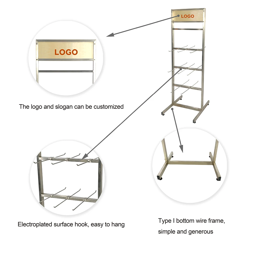 Customized Metal Display Rack Retail Rack 2- Side Gridwall with Hooks ...