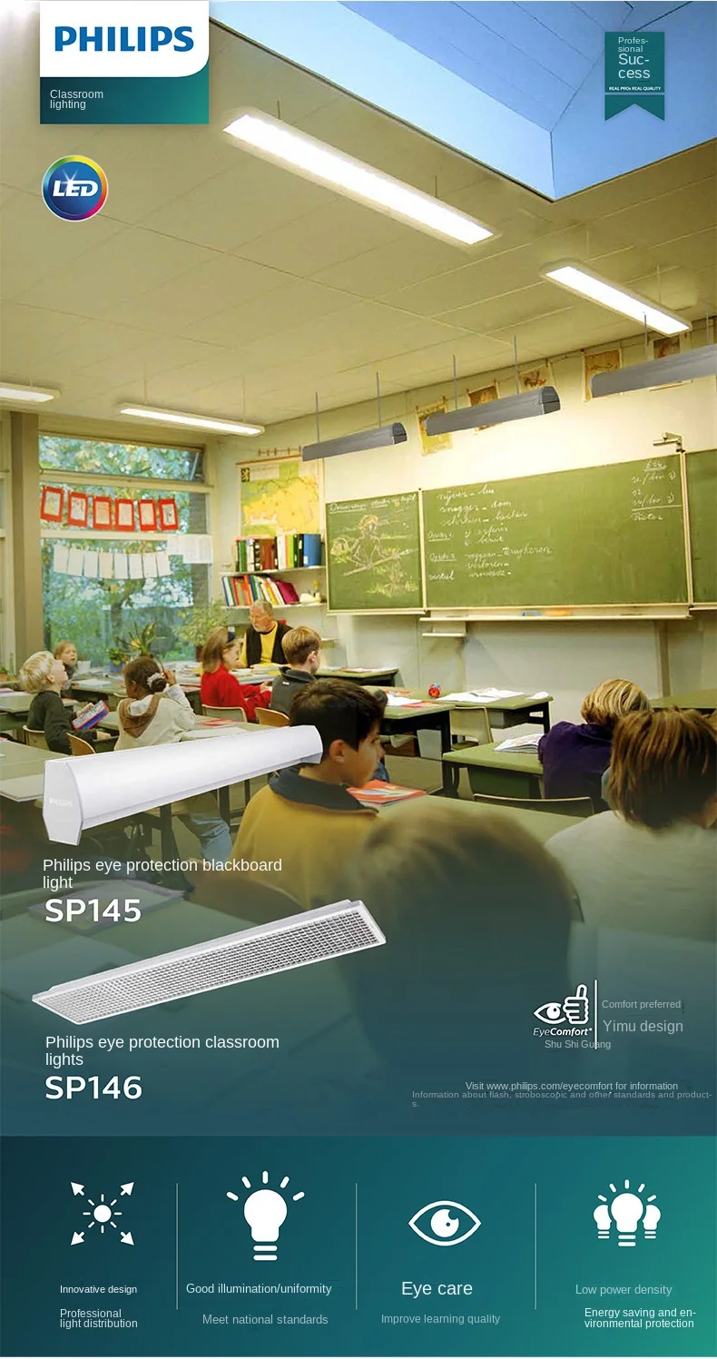 Philips LED Classroom Lights - Bright, Strobe-Free, and Eye-caring