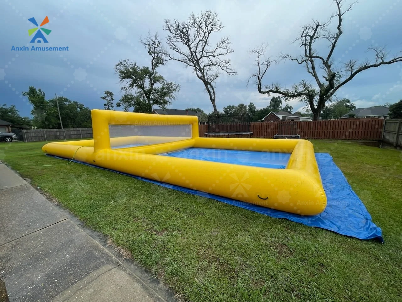 Inflatable Attraction Volleyball Court Blue Yellow Beach Volleyball ...