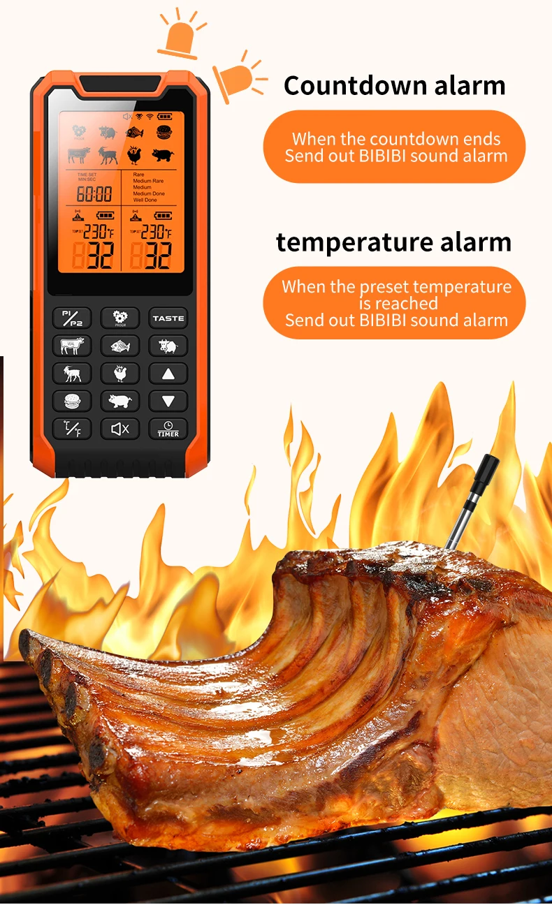 Digital Food Thermometer Wireless Meat Thermometers For Cooking Ceramic ...