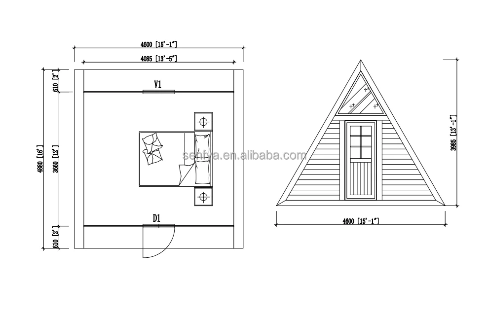 Triangle Trilateral Wood Made Small Cabin - Perfect for Camping