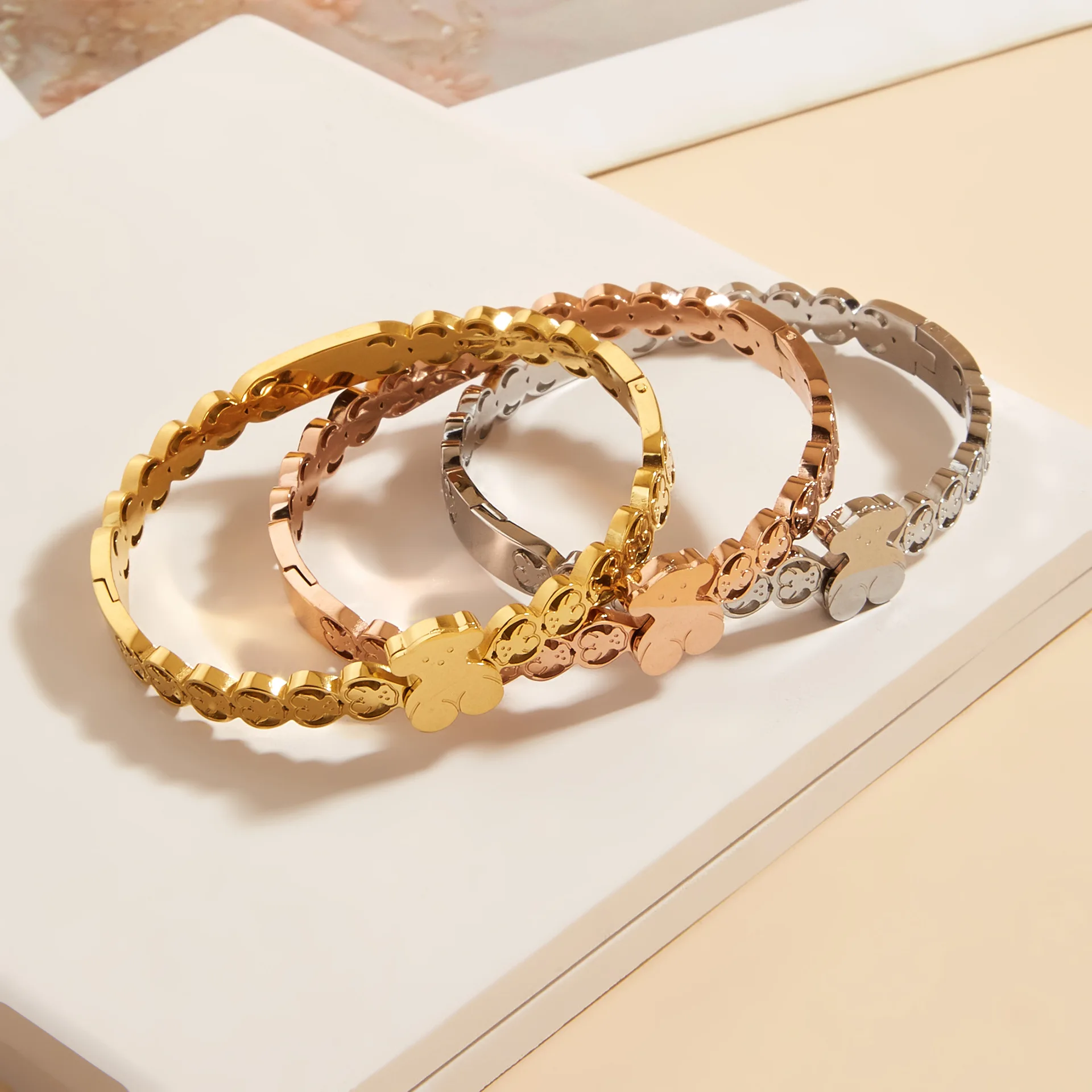 Fashion Jewelry Bracelets Bangles Tous Gold Plated Stainless Steel ...