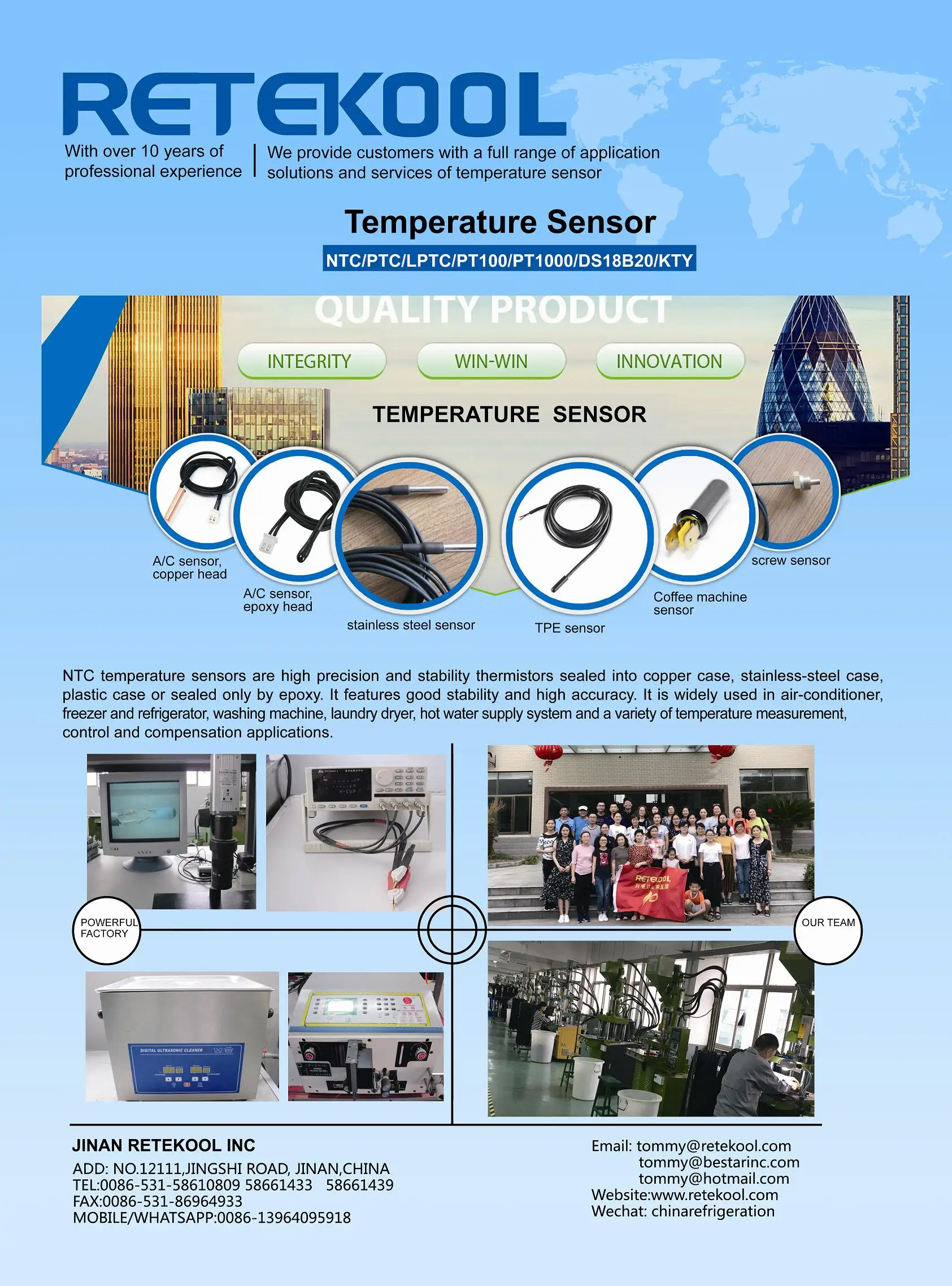 Temperature Sensor Air Conditioning Thermistor Sensor 5k 15k NTC ...