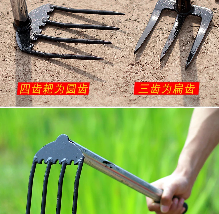 Garden Rake Four Tooth Peanut Rake Loose Soil Three Tooth Nail Rake ...