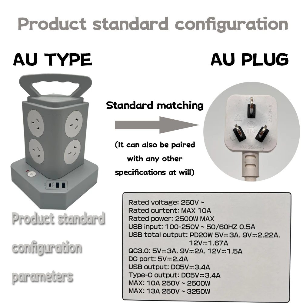 Custom Logo Australian Power Socket With Pd20w Type-c Port And Usb Port ...